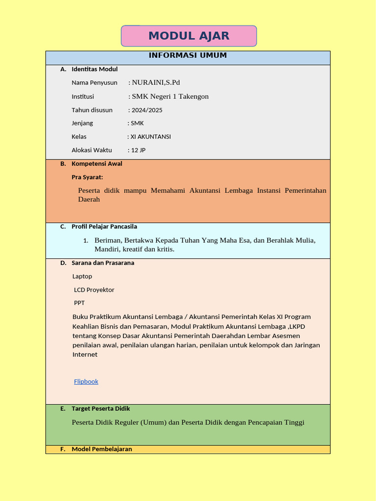 Templet Modul Ajar | PDF