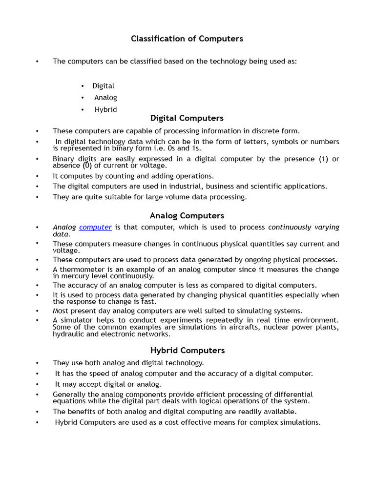 Computer Classification Guide | PDF | Booting | Bios