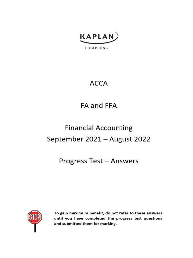 ACCA FA - Financial Accounting Answers | PDF