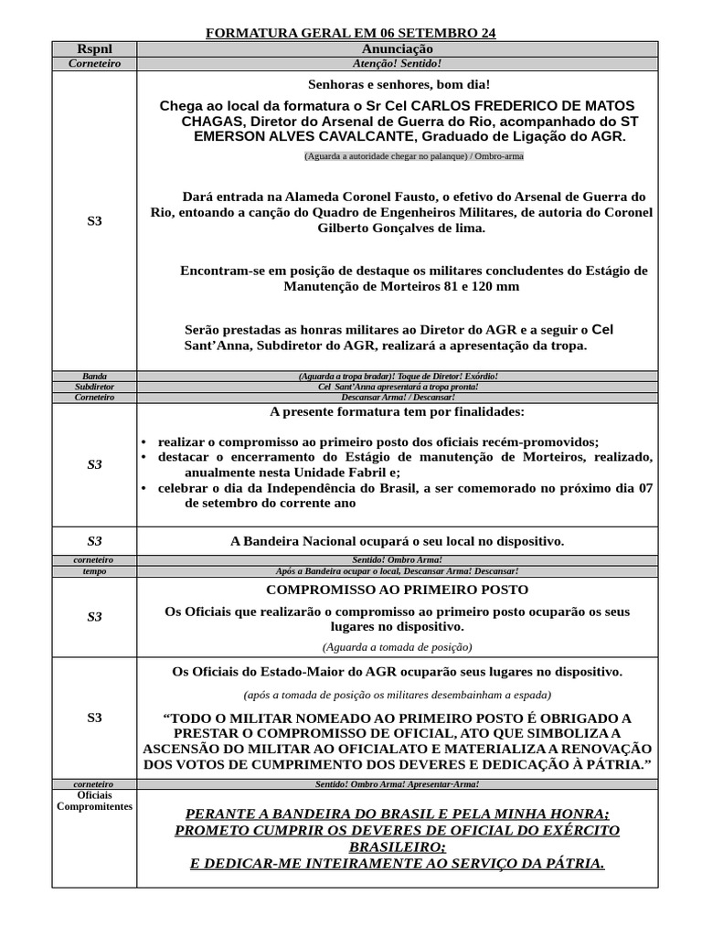 06 SET 24 - Roteiro Formatura | PDF