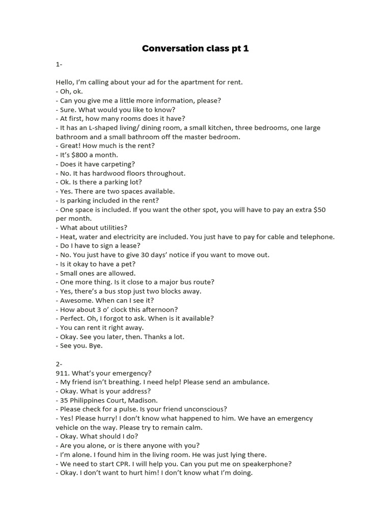 Conversation class pt 1 | PDF