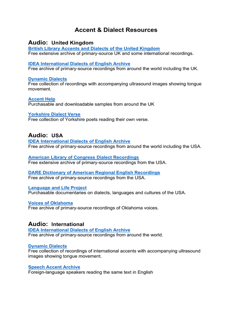 Accent Resource Links | PDF