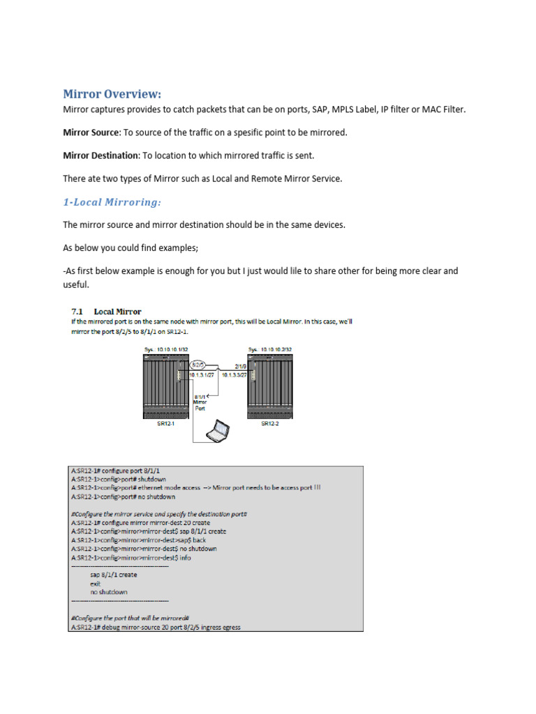 Configure Mirroring Capture For Customer | PDF