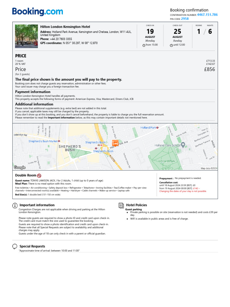 Booking.com Confirmation | PDF