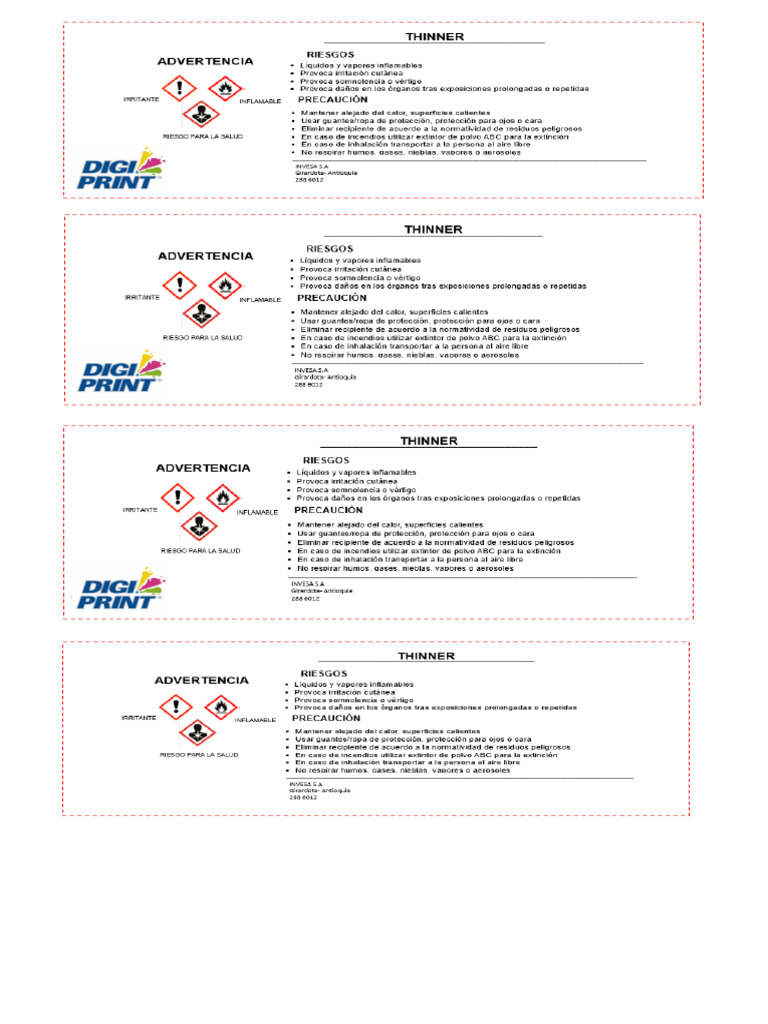 THINNER Rotulo | PDF