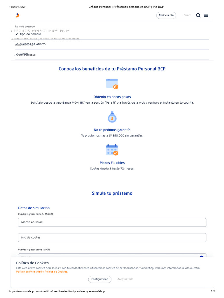 Crédito Personal - Préstamos Personales BCP - Via BCP | PDF