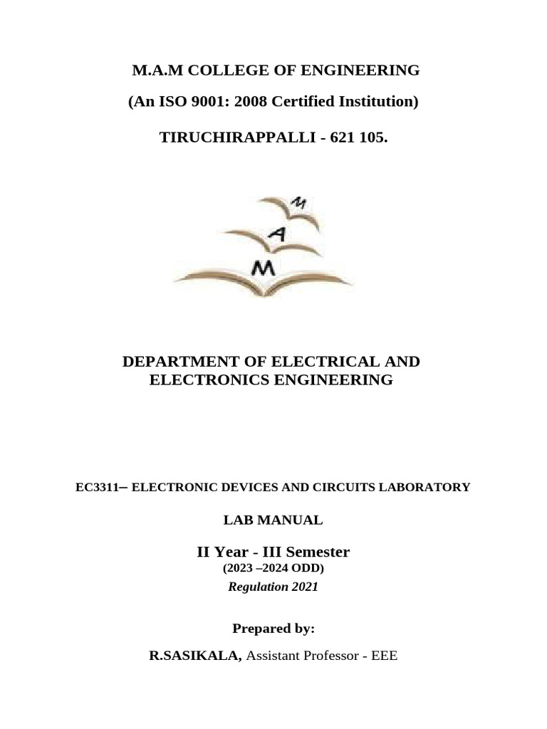 EC3311-Electronics and Circuits Lab - Manual | PDF