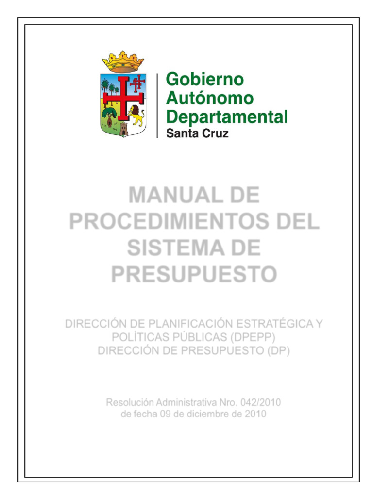Manual de Procedimientos Del Sistema de Presupuesto Res Adm Nro. 042 ...