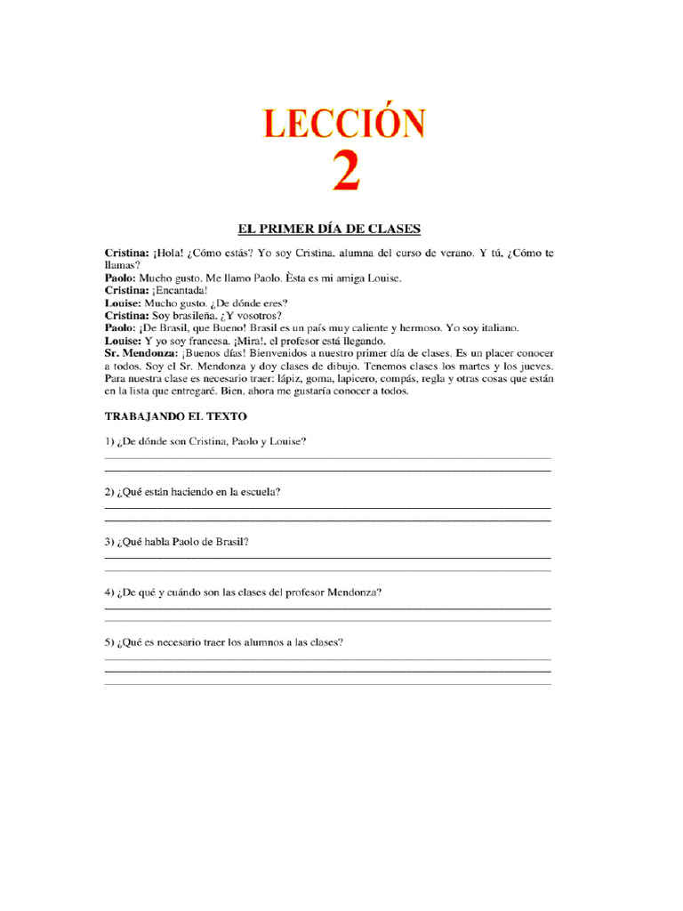 Lección 2 - Espanol para Extranjeros | PDF