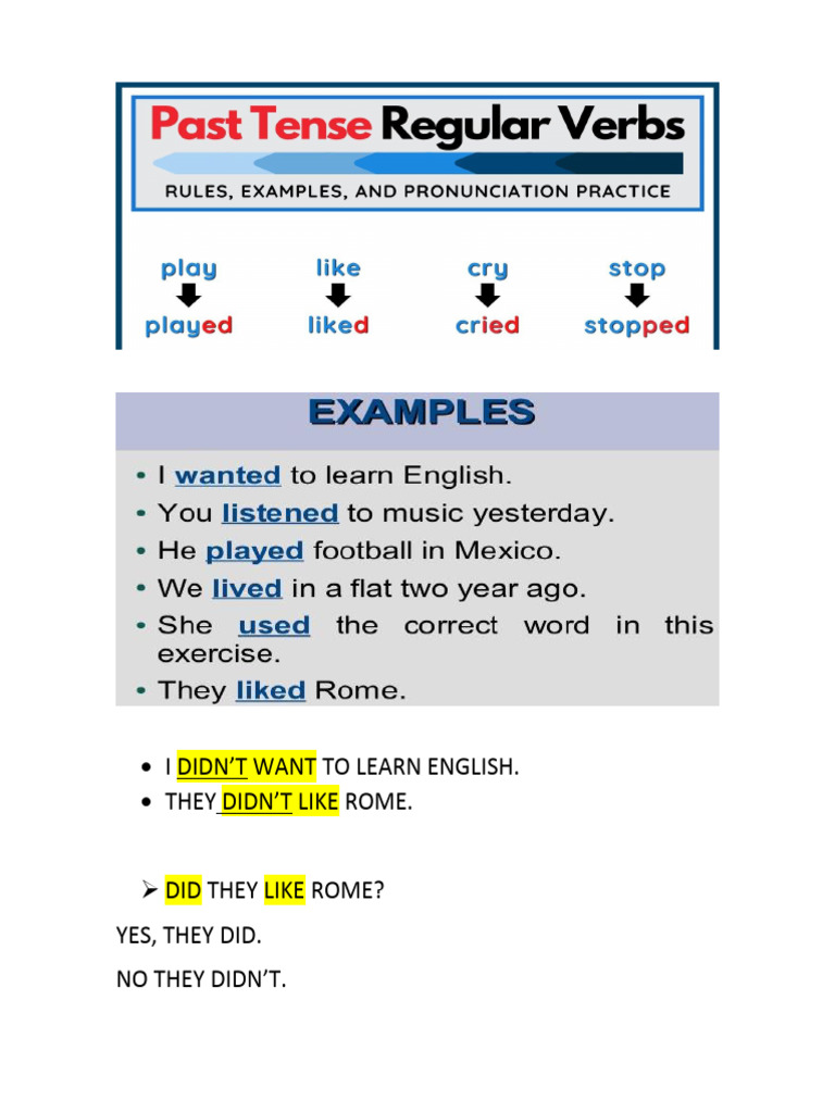PAST SIMPLE REGULAR VERBS | PDF