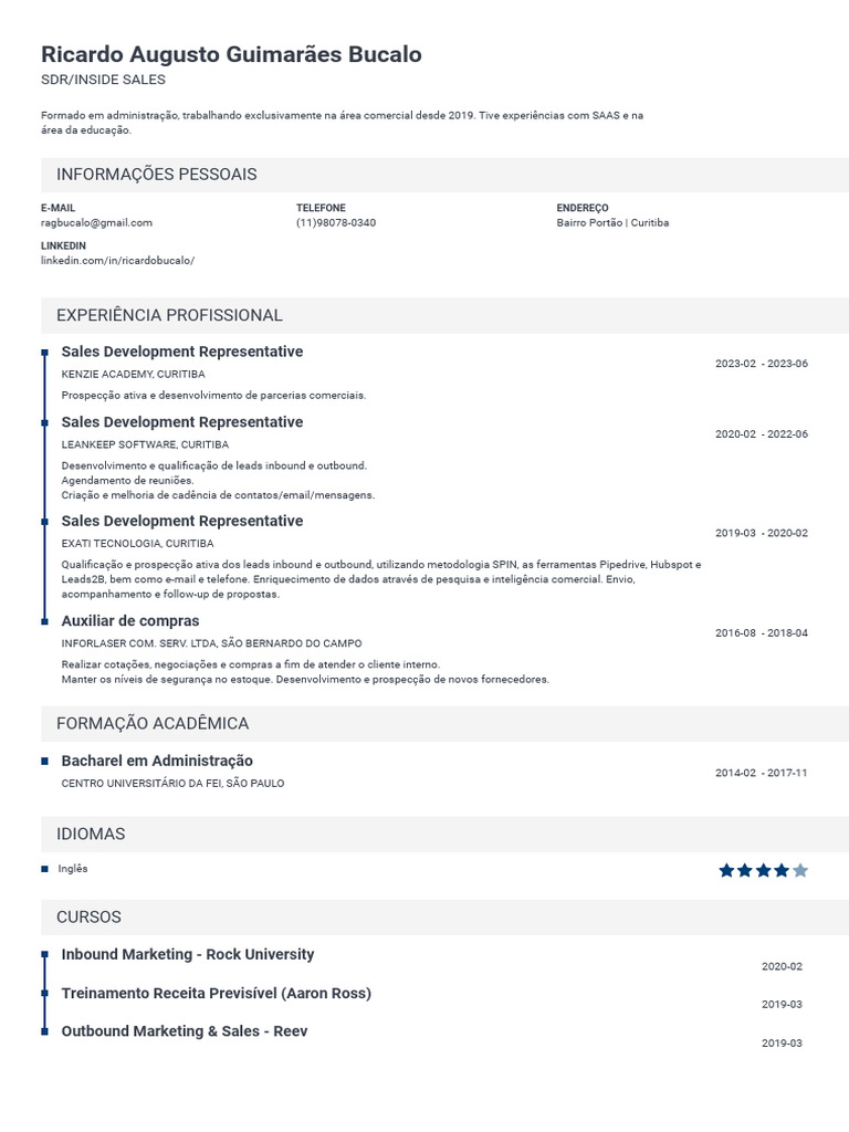 Curriculo - Ricardo Bucalo | PDF