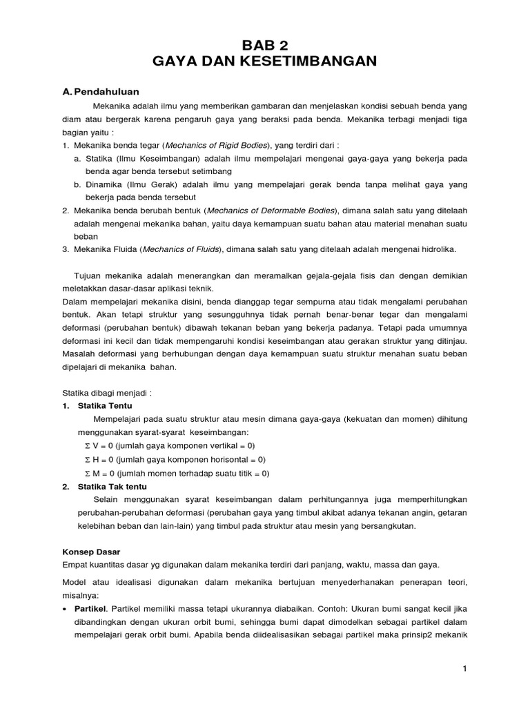BAB 2 Gaya Dan Kesetimbangan | PDF