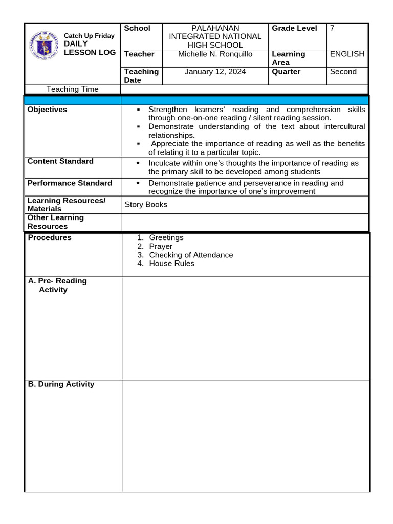Crafted DLL For Catch Up Friday | PDF