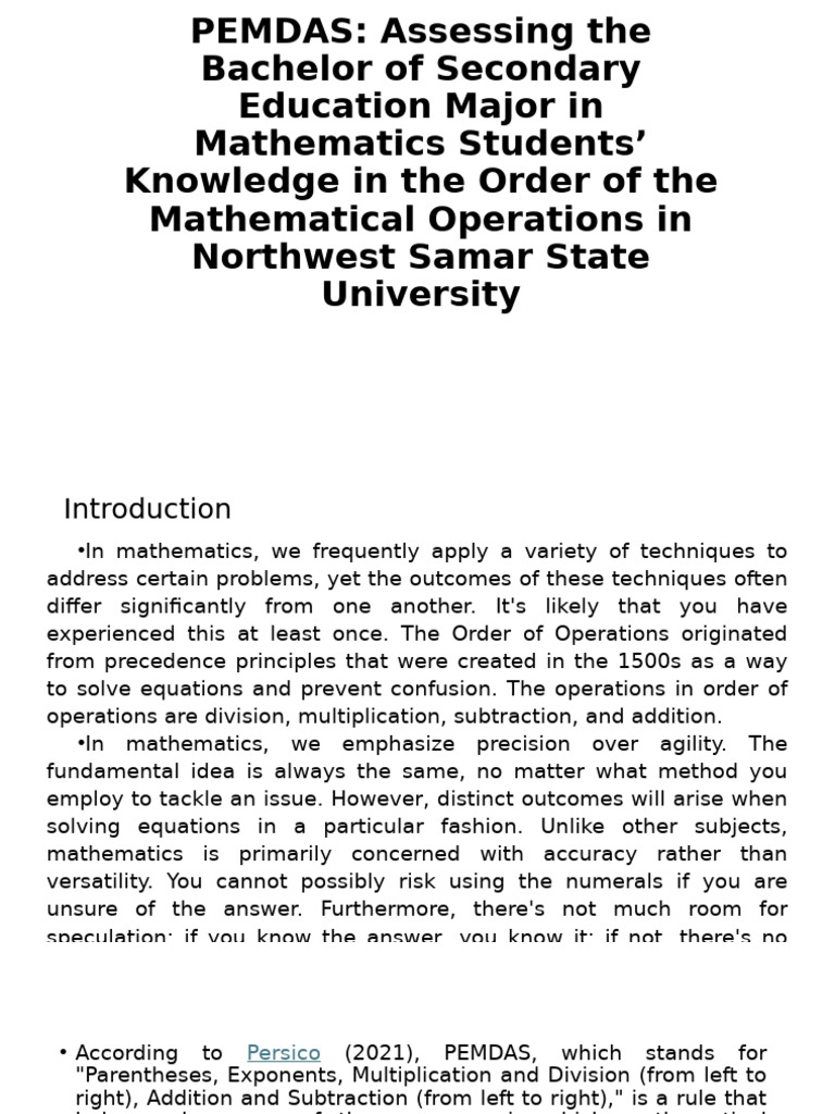 PEMDAS | PDF