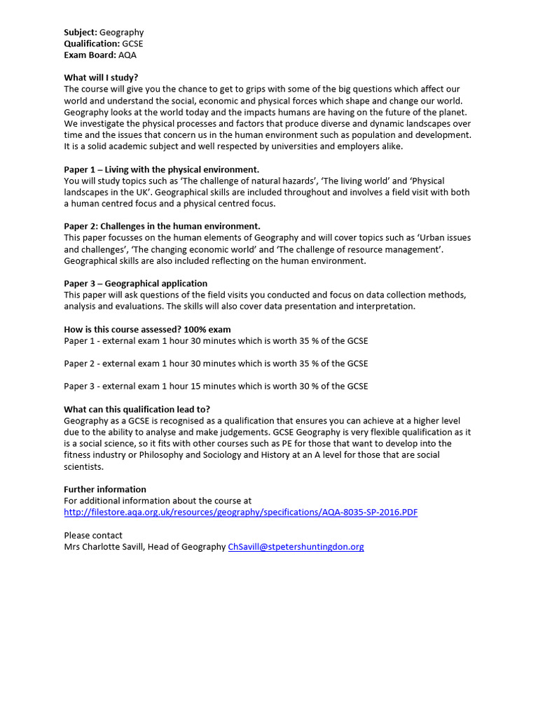 Geography options Year 9 | PDF