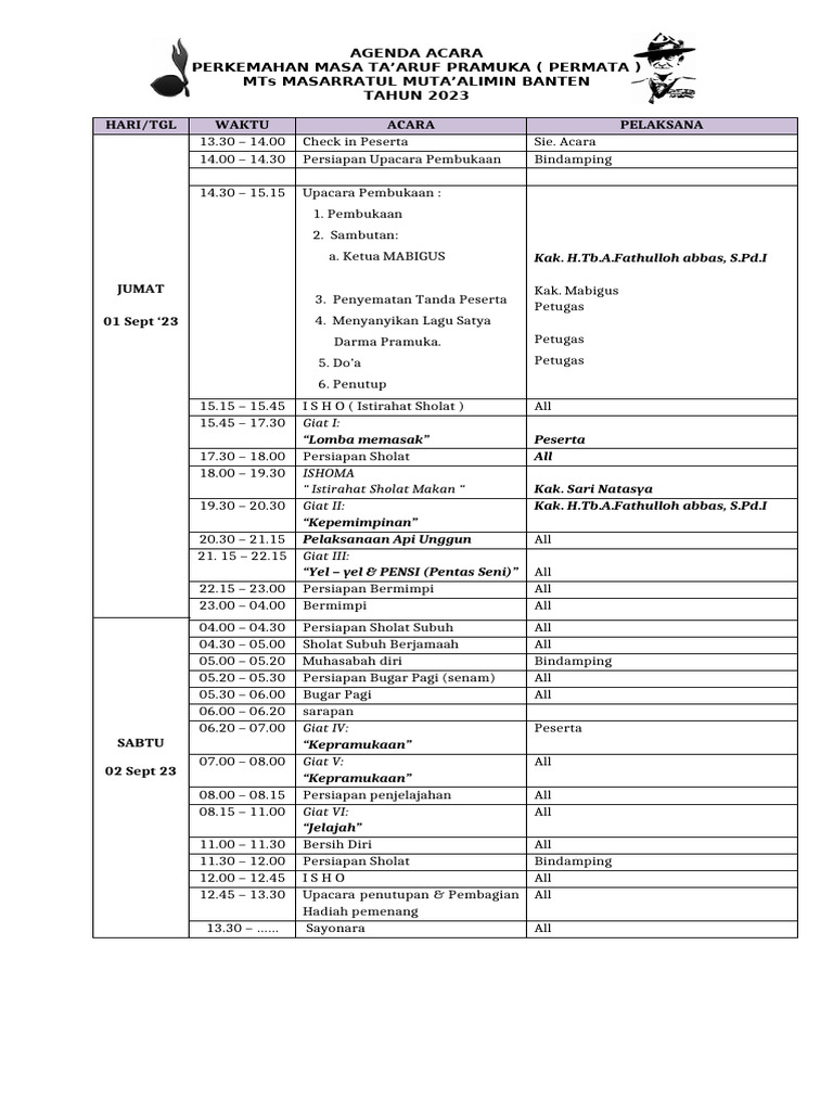 Agenda Acara Permata New 2023 | PDF