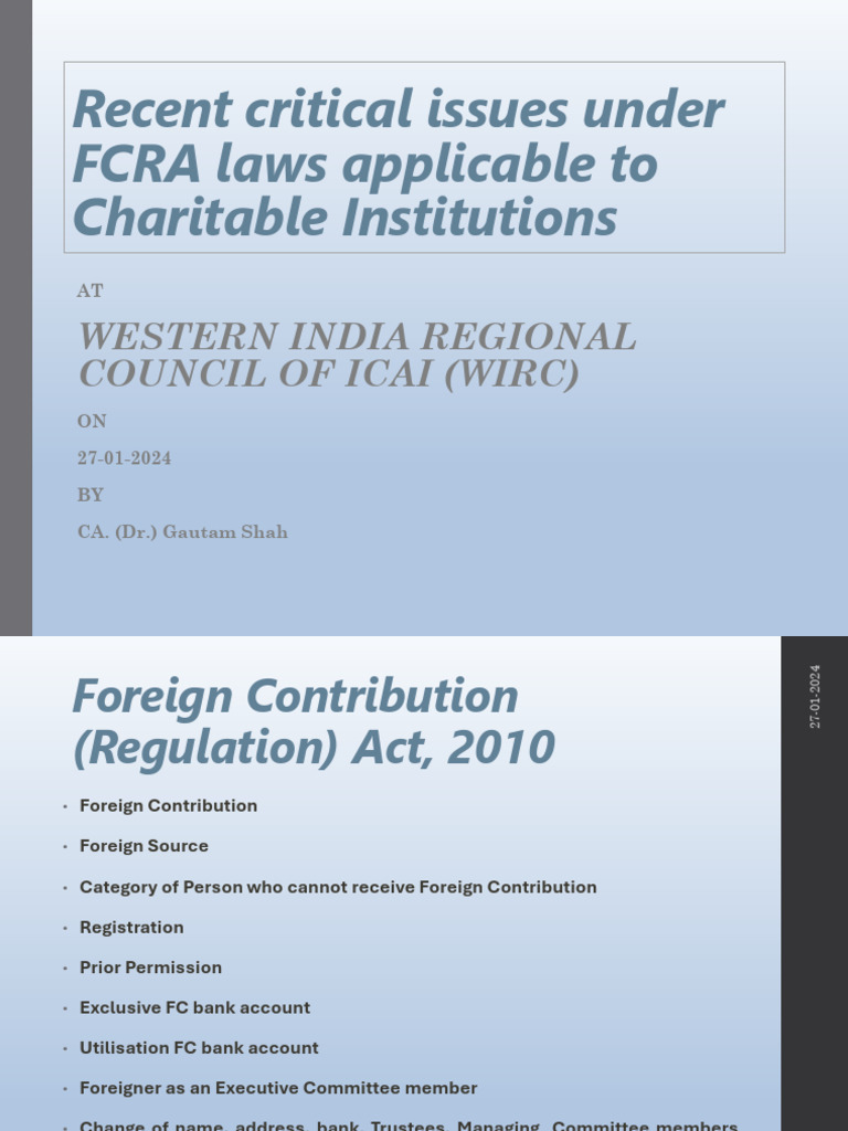 Charitable Trust - FCRA | PDF