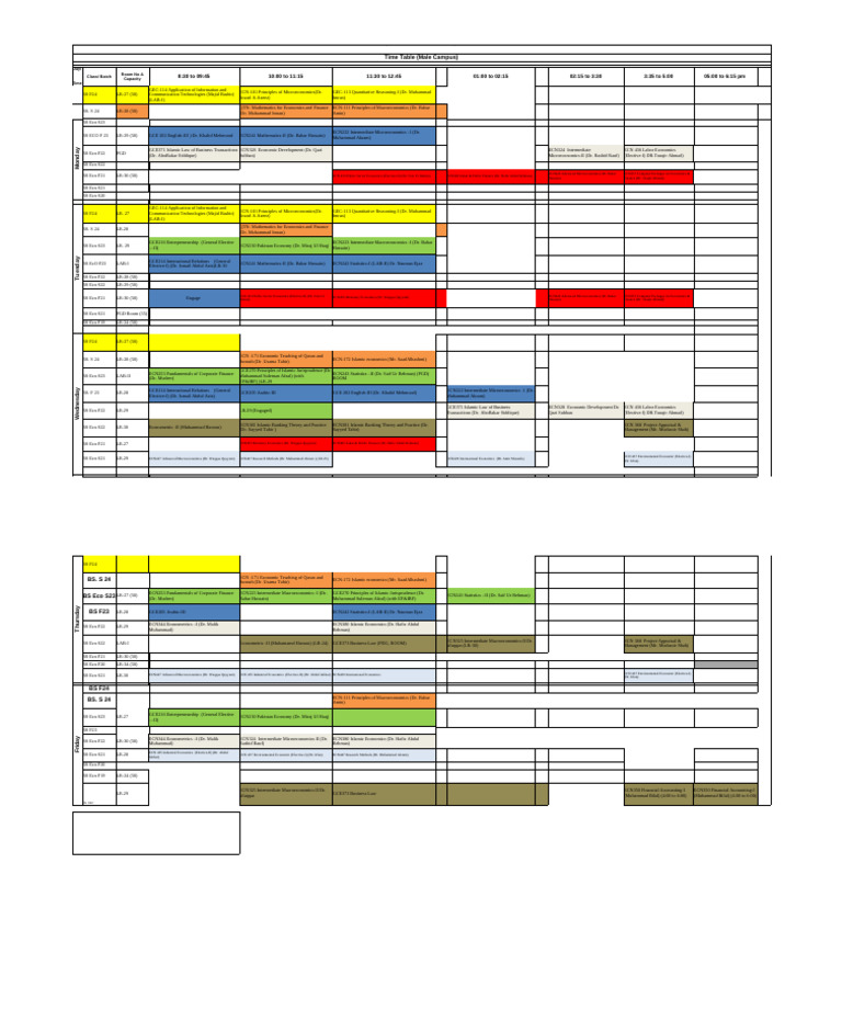 Time Table Updated BS Economics Fall 2024-4 | PDF