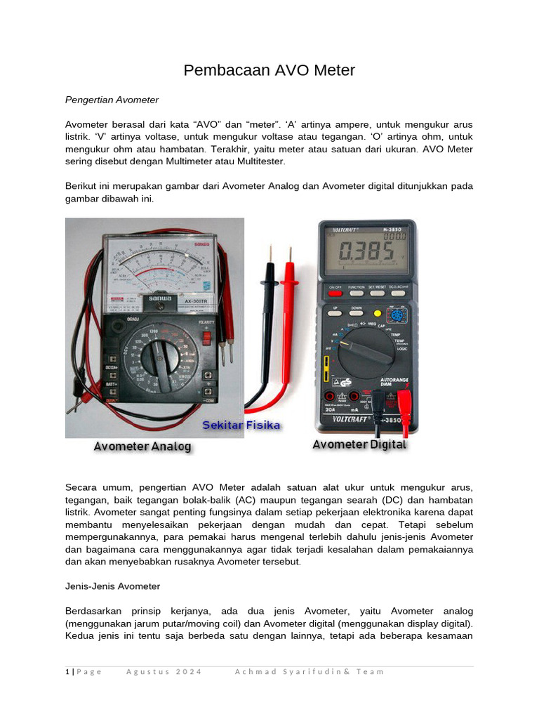 Pembacaan AVO Meter 2 | PDF | Teknologi & Rekayasa