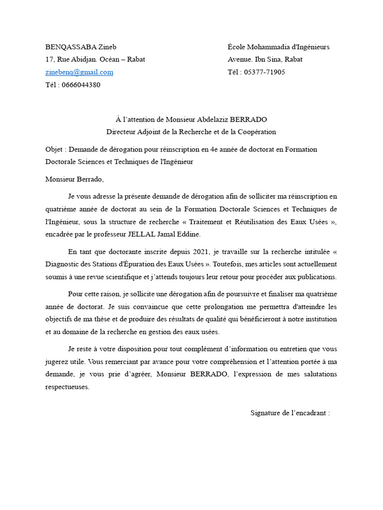 Demande de Dérogation | PDF