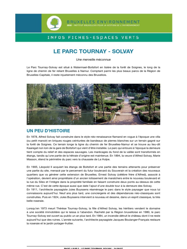 Parc Tournay Solvay | PDF | Parcs | Bruxelles