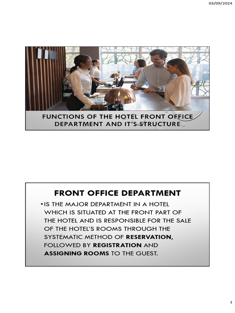 Functions of The Front Office | PDF | Credit Card | Hotel