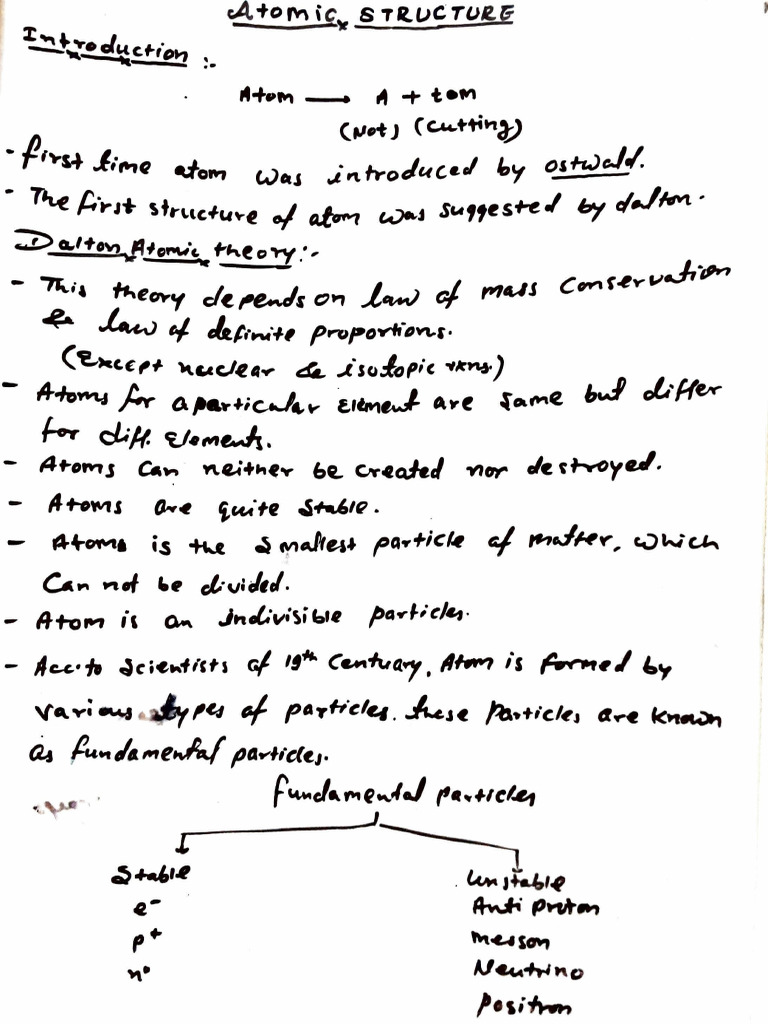 1 Structure of Atom Notes | PDF