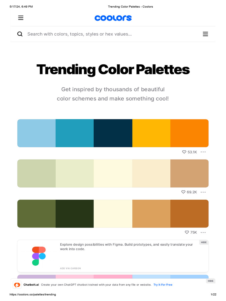 Trending Color Palettes - Coolors | PDF