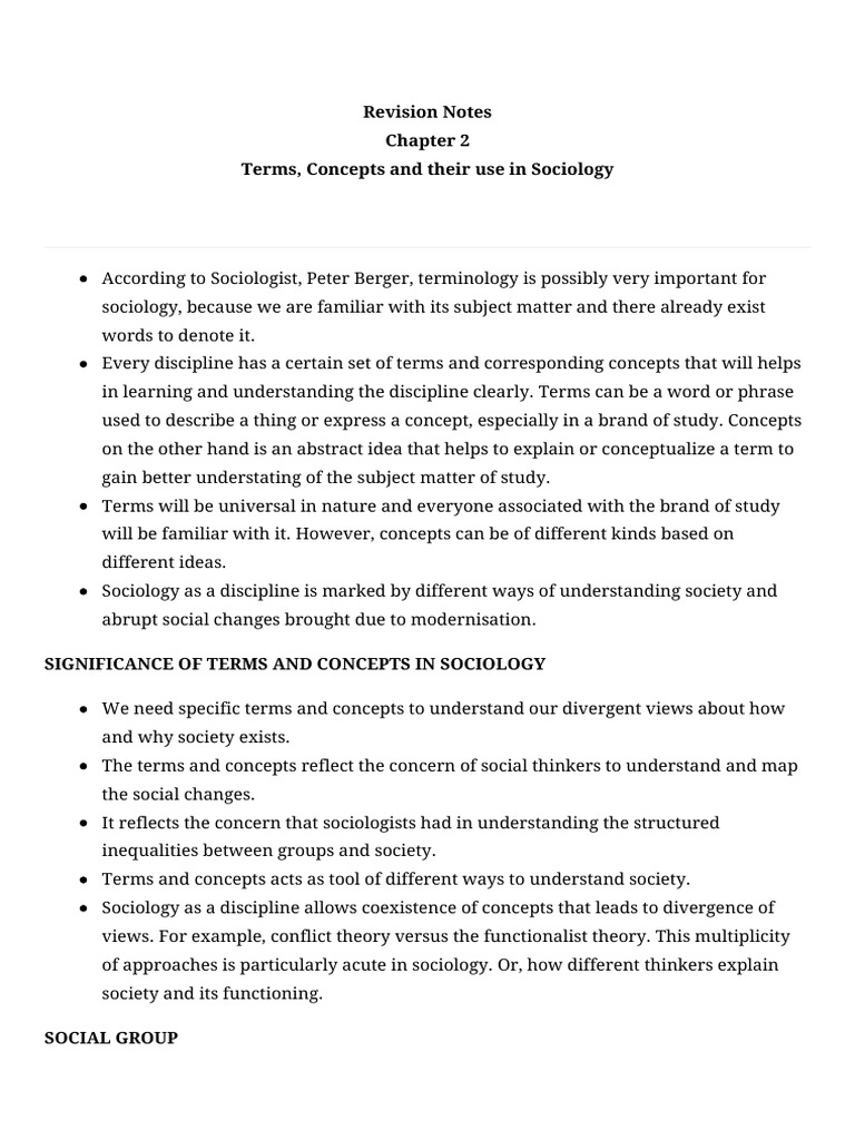 Terms, Concepts and Their Use in Sociology | PDF