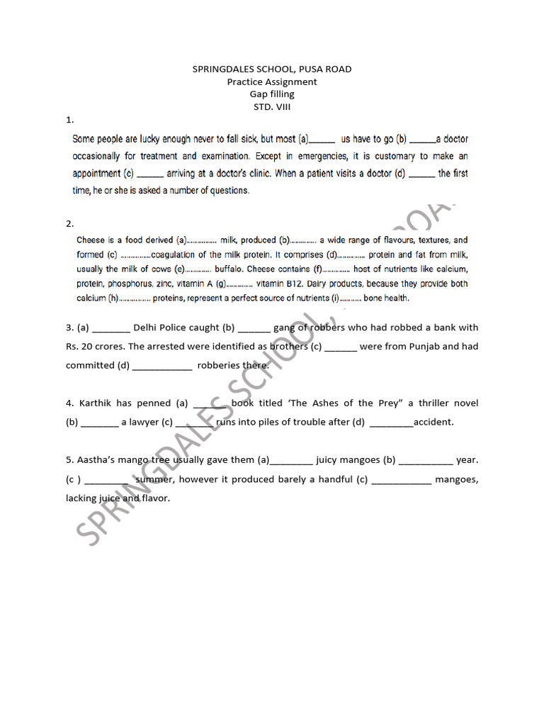 Gap Filling Practice Worksheet | PDF