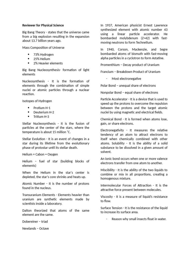 Reviewer For Physical Science | PDF