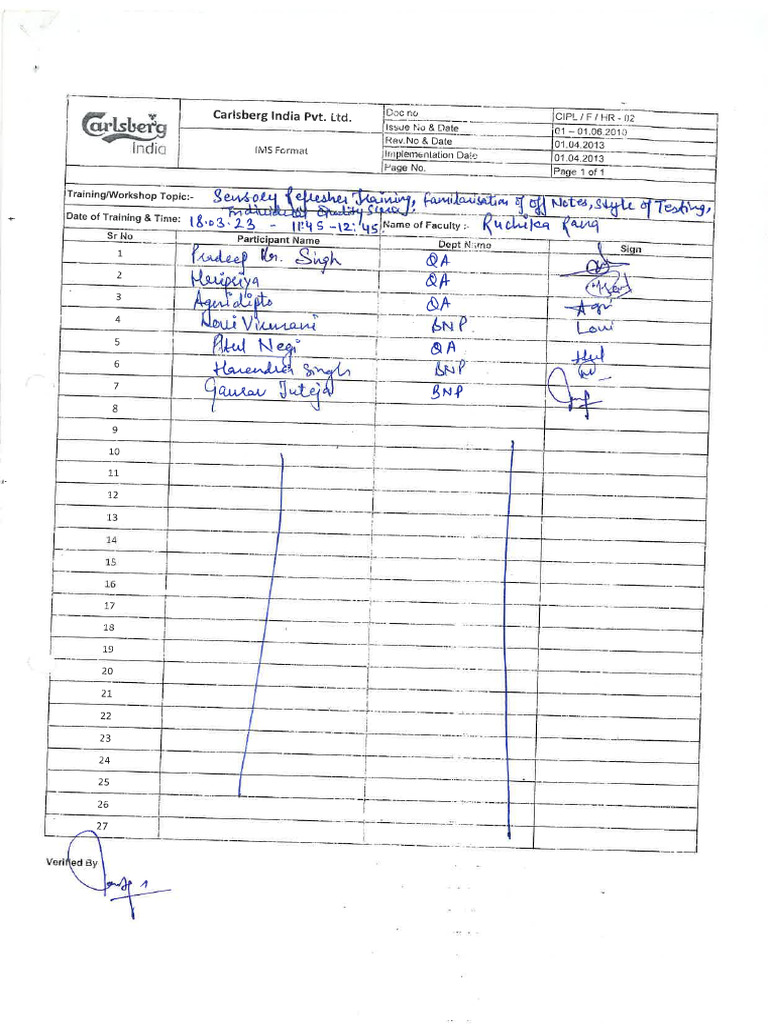 Training attendance sheet & evalution sheet 2023 | PDF