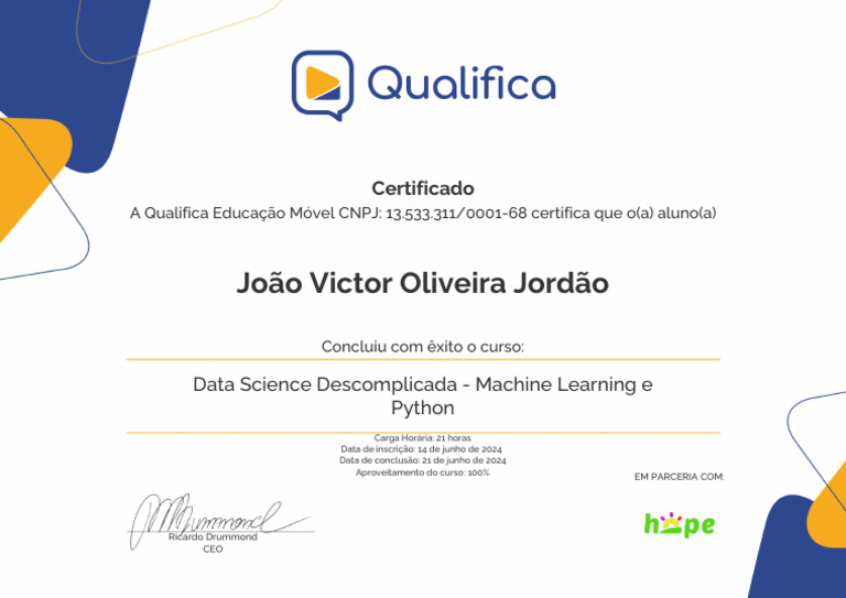 Data Science Descomplicada Machine Learning e Python Joao Victor Oliveira Jordao ...