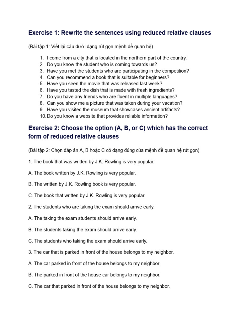 BT MĐQH Rút Gon | PDF