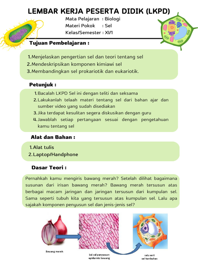 Biologi KLS Xi-Lkpd Sel 2 | PDF