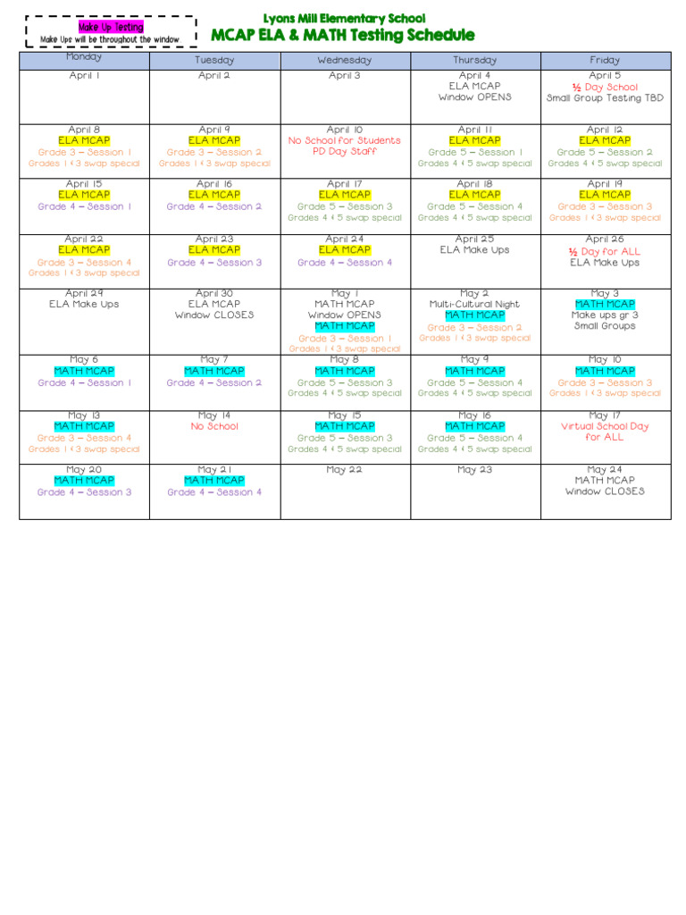 Spring MCAP 2024 Schedule | PDF