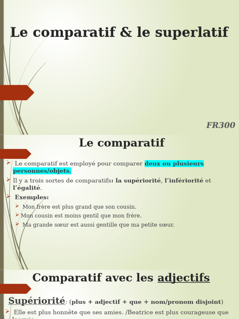 Le Comparatif & Le Superlatif | PDF