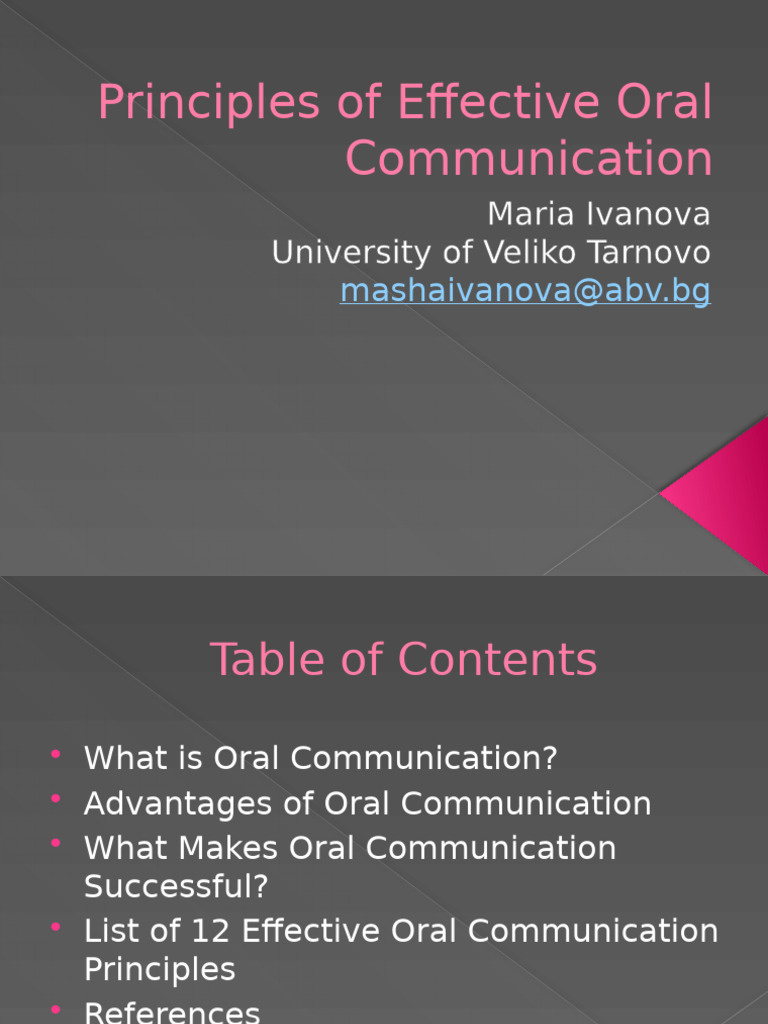 Principles of Effective Oral Communication | PDF
