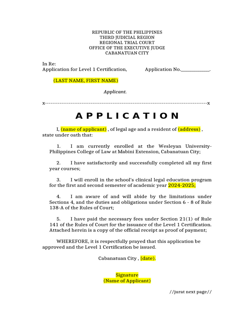 Level 1 Certification Application | PDF