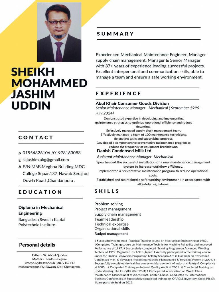 Sheikh Mohammed Jashim Uddin CV | PDF