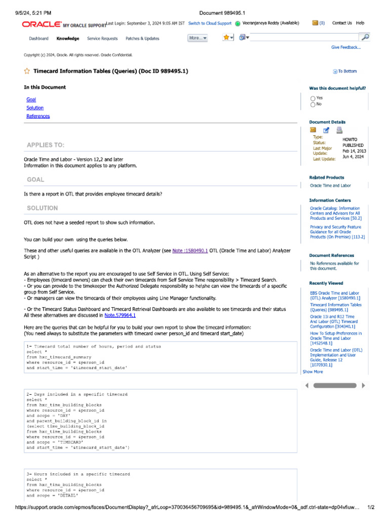 Otl Table SQL Queries | PDF