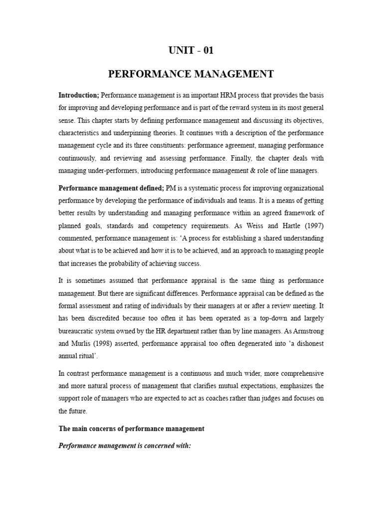 Performance Management UNIT 01 - 05 | PDF
