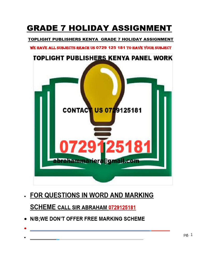 Grade 7 Holiday Assignment-1 | PDF