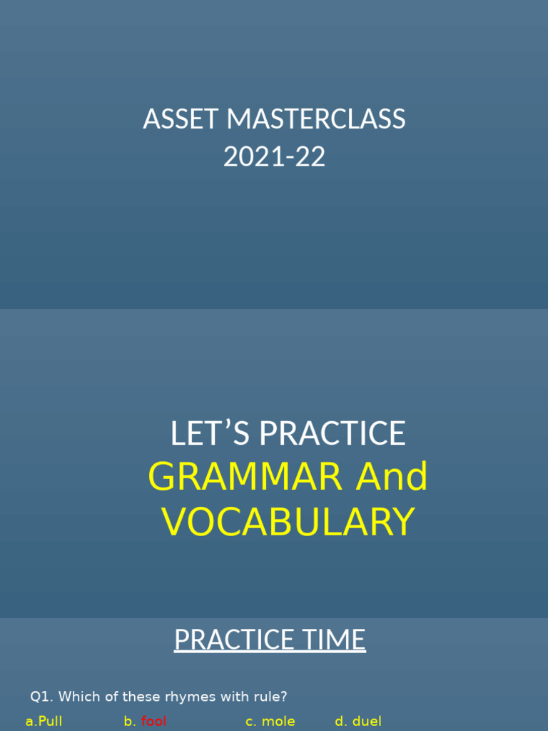 Asset English Grammar | PDF