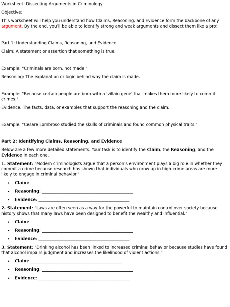 Criminology Worksheet | PDF | Crimes | Crime & Violence
