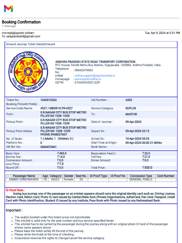 Gmail - Booking Confirmation | PDF