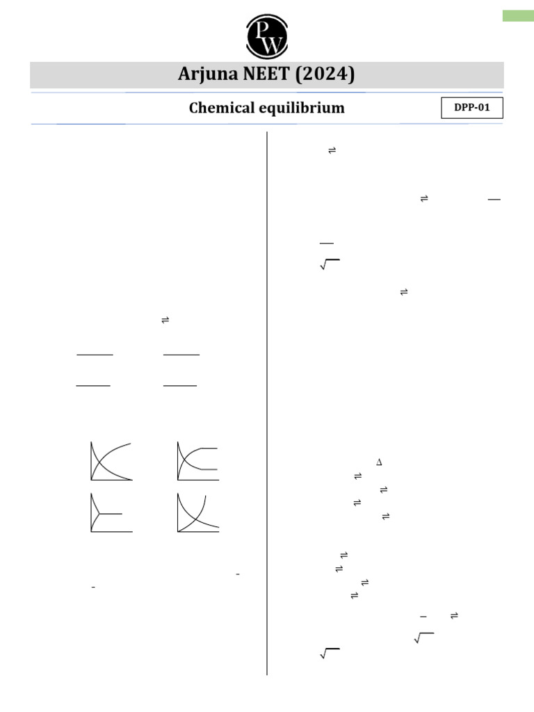 Chemical Equilibrium: DPP-01 (Of Lec-02) - Arjuna NEET 2024 | PDF