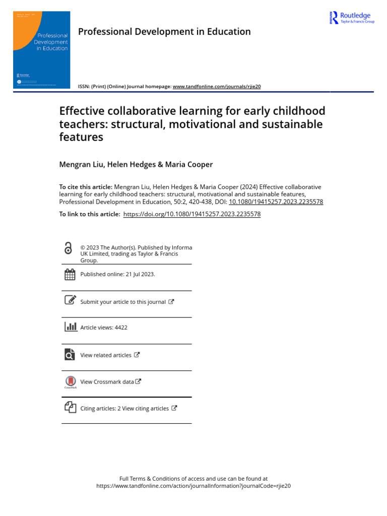Effective Collaborative Learning For Early Childhood Teachers Structural Motivational and ...
