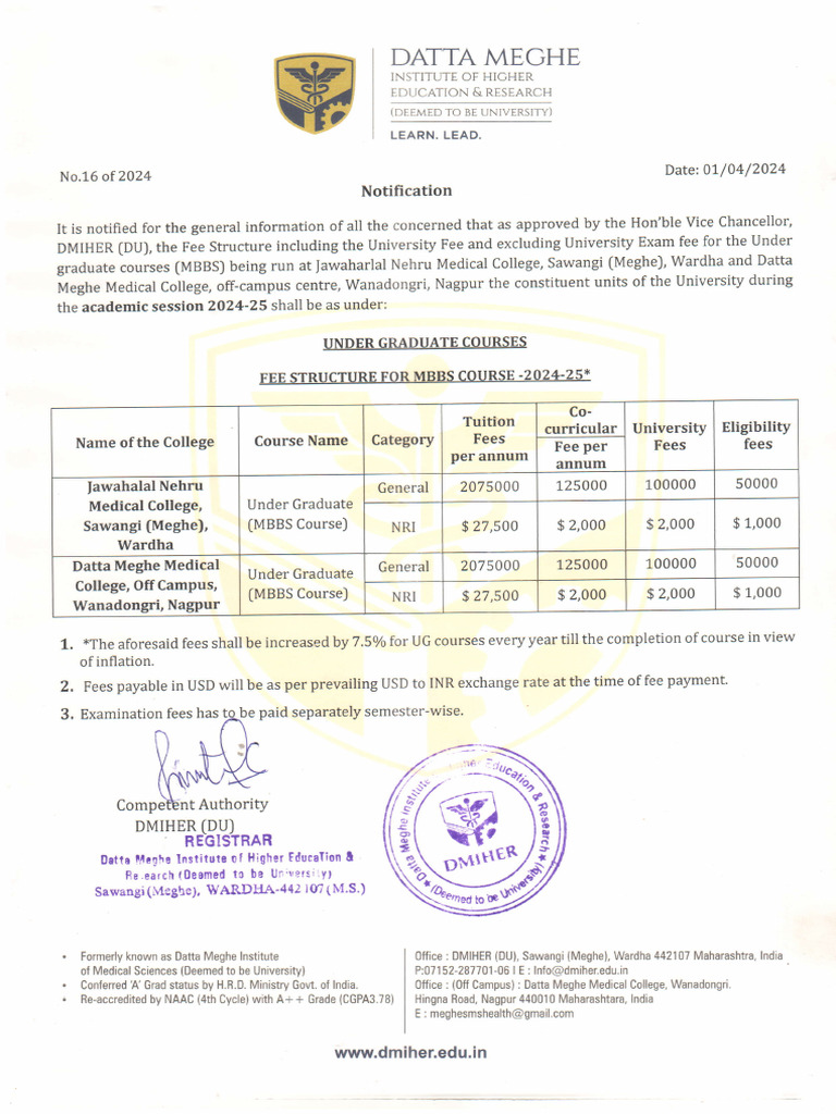 Fees Structure 2024-25 | PDF