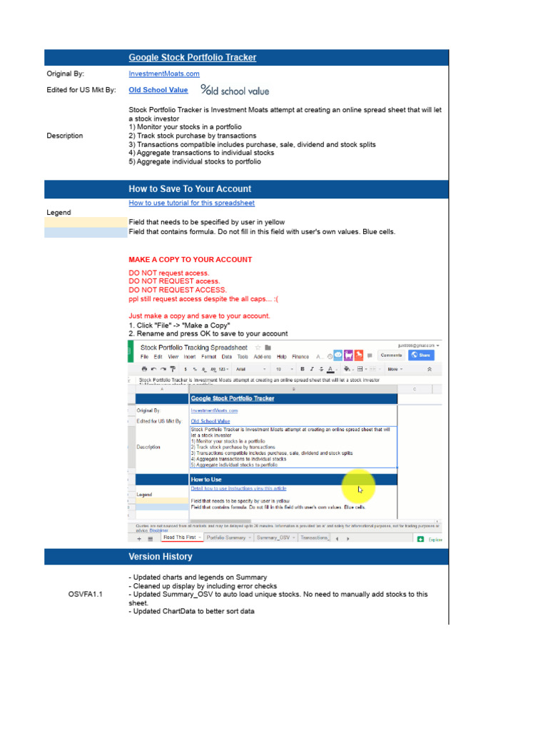 Stock Portfolio Tracking Spreadsheet | PDF